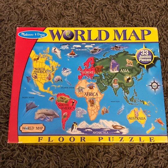 Melissa & Doug | Toys | Melissa And Doug World Map Floor Puzzle 33 ...